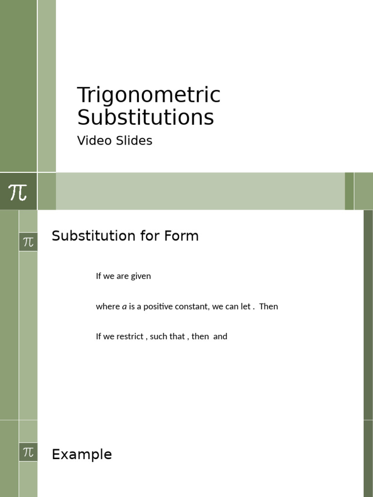 Trigonometric Substitutions Explained Pdf