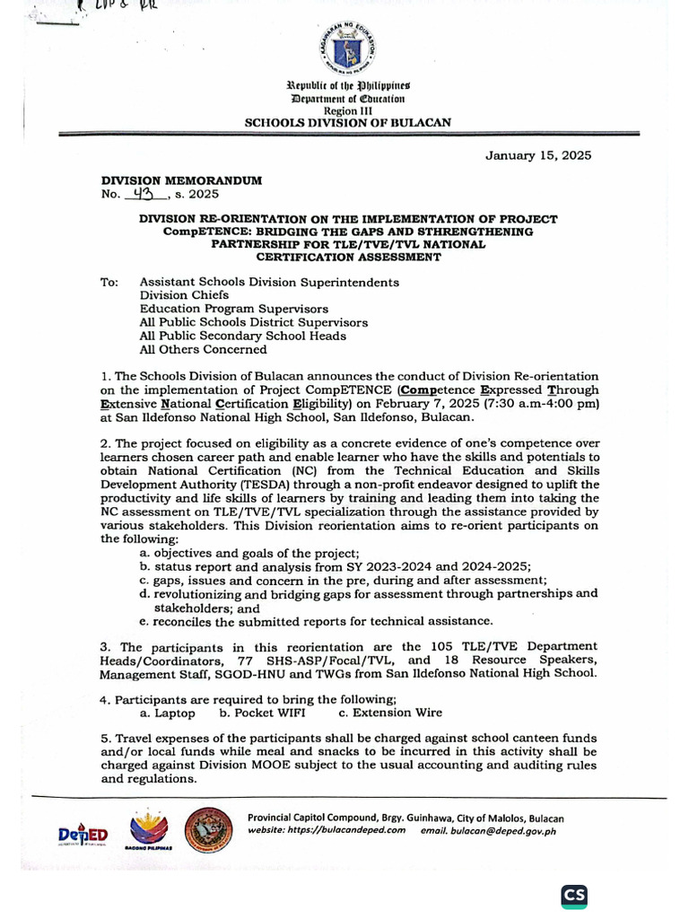 Division Memo. 043 S. 2025 | PDF