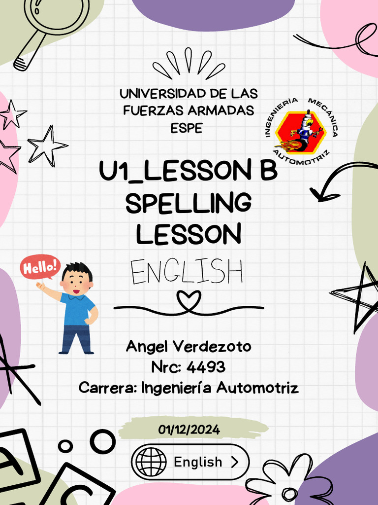 Task 1 Lesson A Spelling | PDF