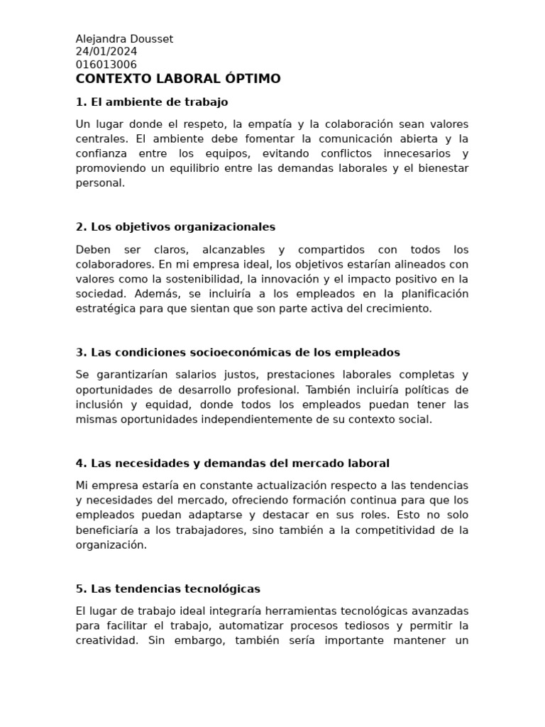 Contexto Laboral Óptimo | PDF