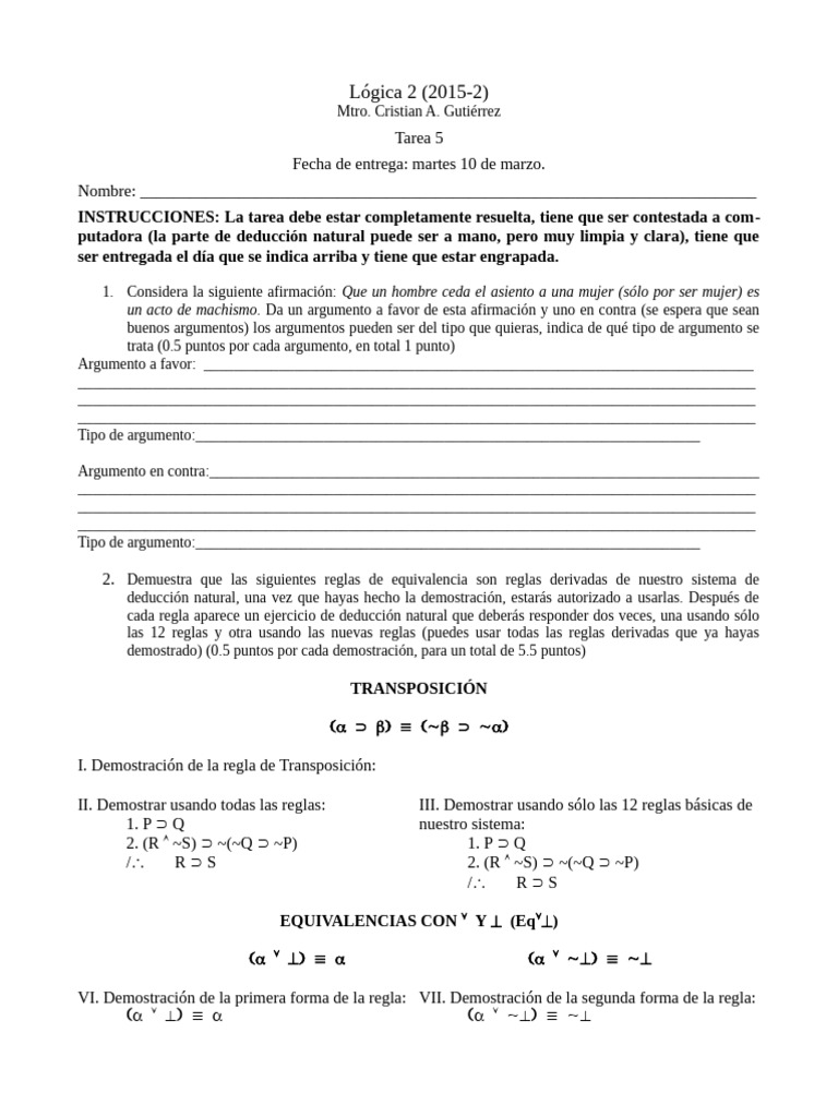 Tarea 05 | PDF | Epistemología | Lógica