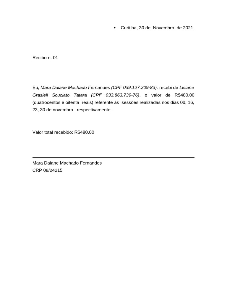 Modelo de Recibo Para Reembolso | PDF