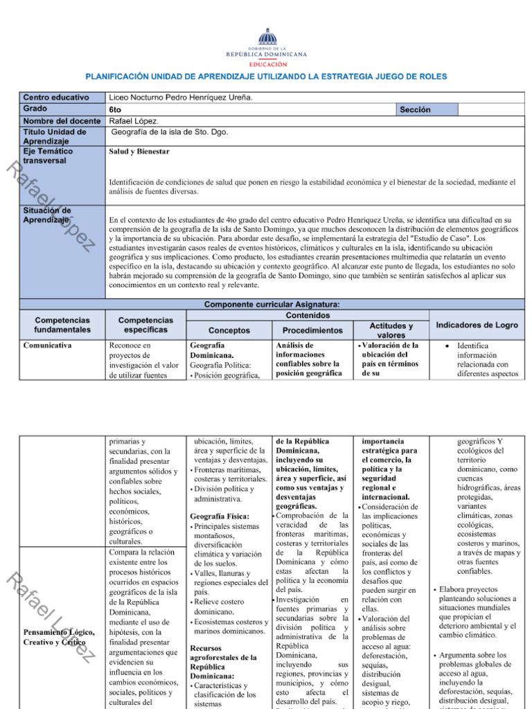 Planificación Ciencias Sociales 6to Grado Prof | PDF