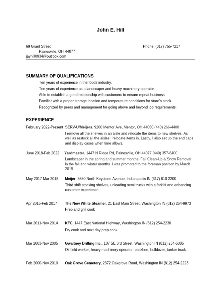 Jay Hill Resume | PDF