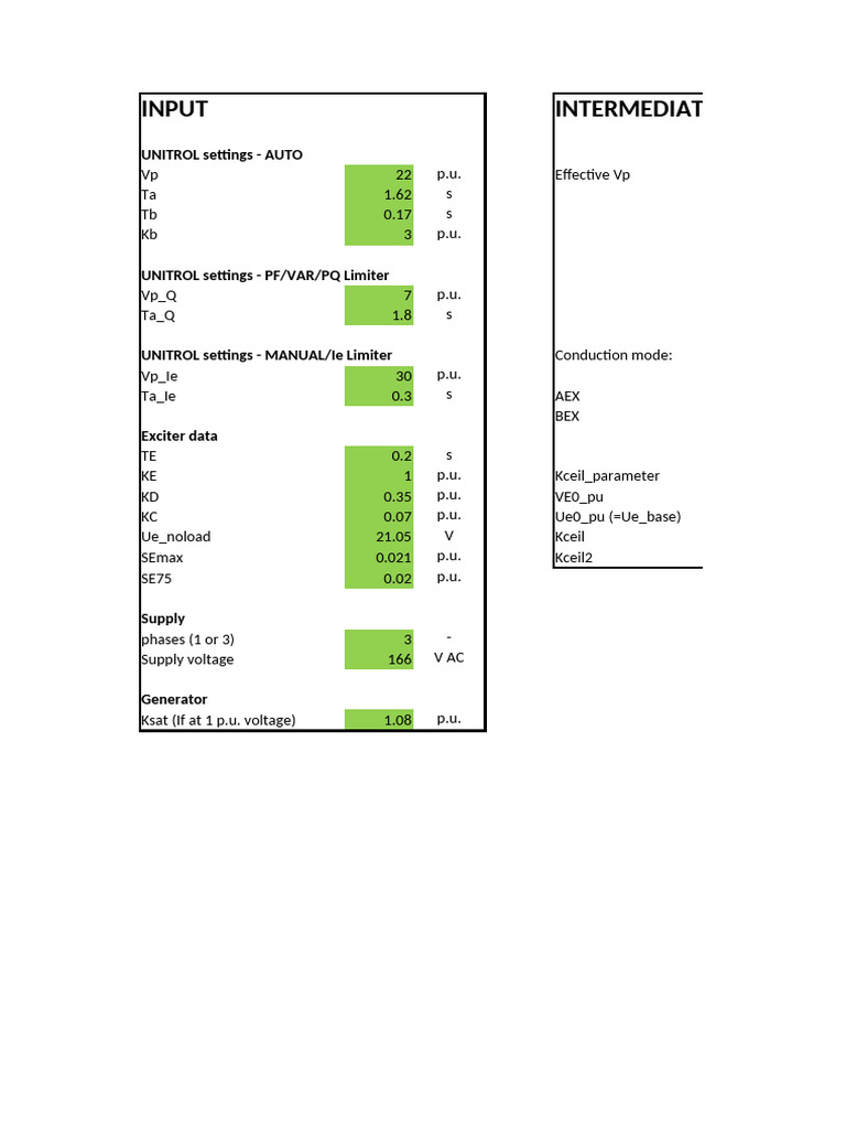 UNITROL Settings and Parameters Guide | PDF