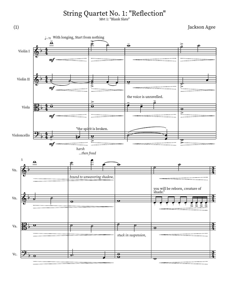 String Quartet No. 1 - Reflection | PDF | Music Technology | Musical ...