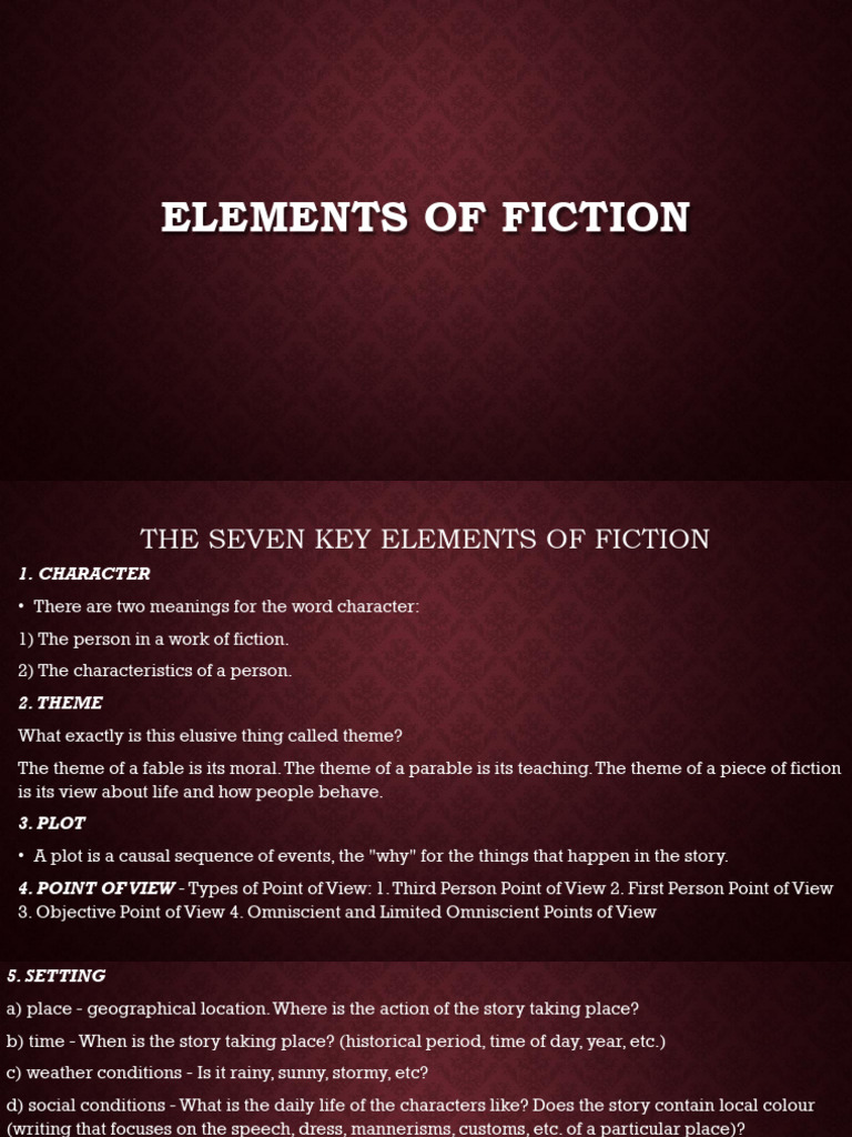 Week 4 - Elements of Fiction - Presentation | PDF