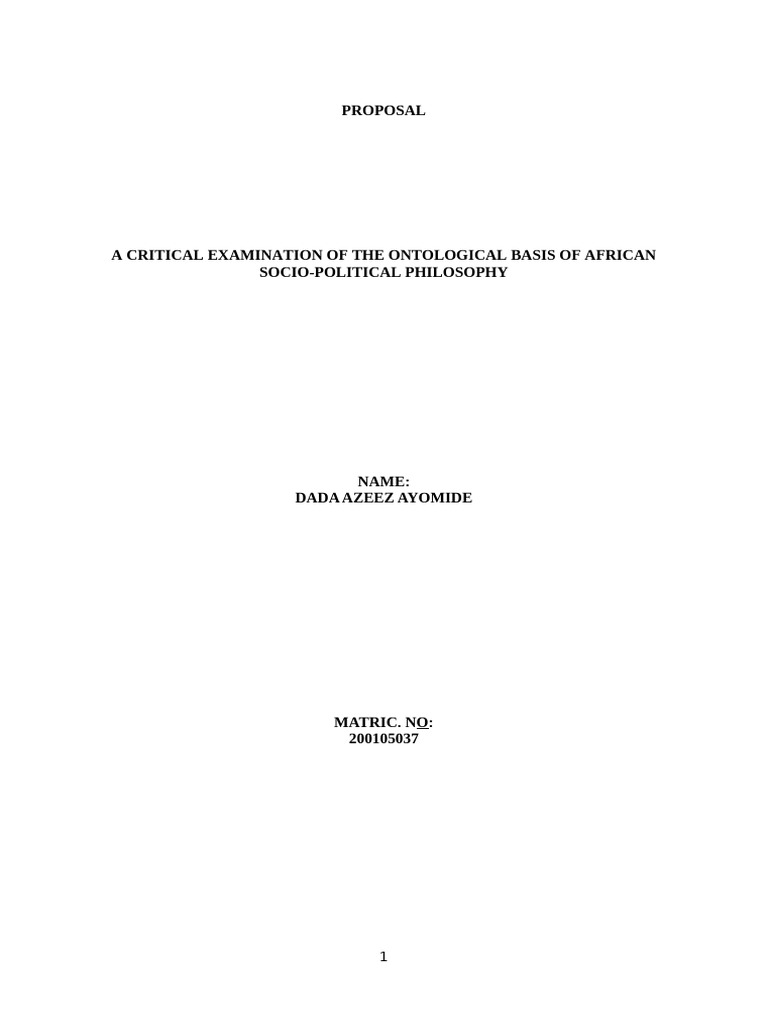 Proposal, Chapter 1 | PDF | Ontology | Existence