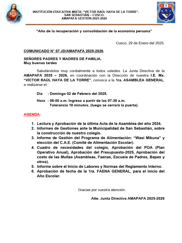 Comunicado #07 AMAPAFA-2025 | PDF