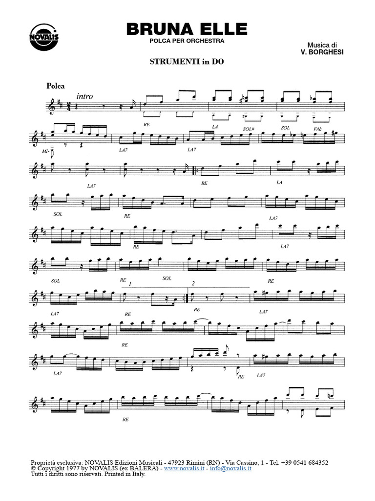 BRUNA ELLE Do Archi Basso+chit. Clar - Do Sax - Mib TR - Sib | PDF