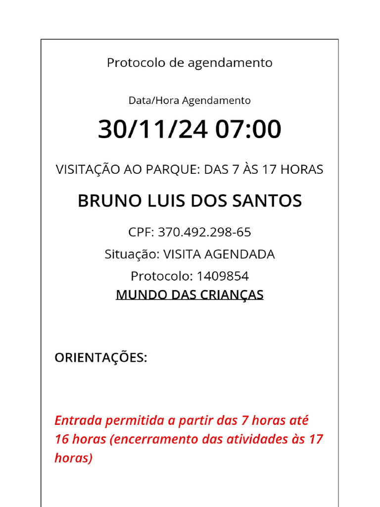 Agendamento 1409854 | PDF