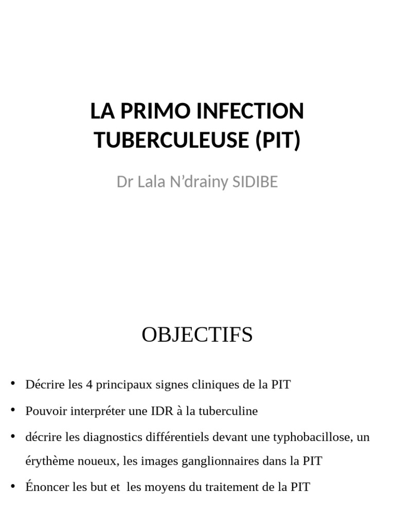 Primo Infection Tuberculeuse (PIT) | PDF | Tuberculose | Bacille de Koch