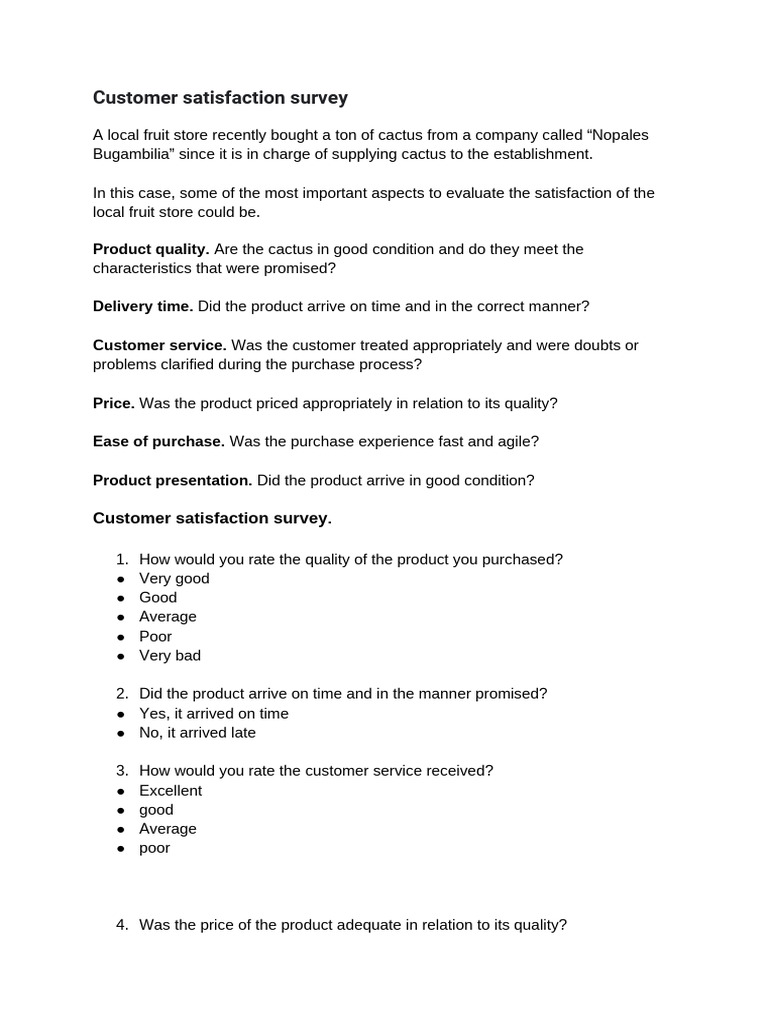 Customer Satisfaction Survey | PDF