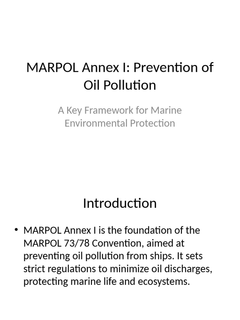 MARPOL Annex I Presentation | PDF