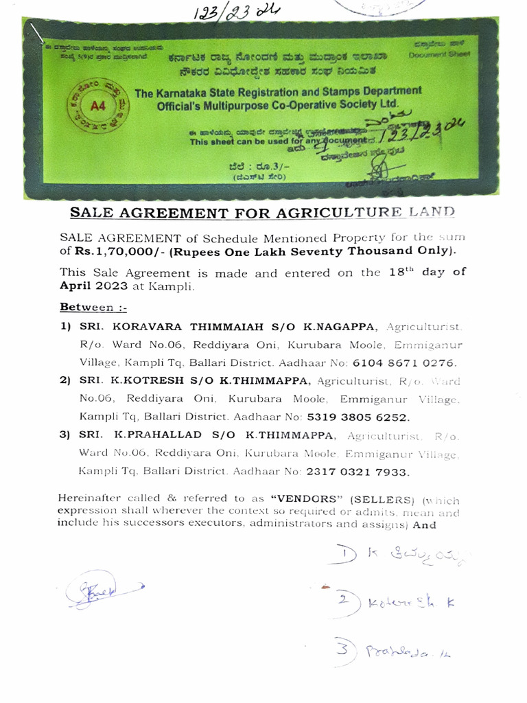 Sale aggreement | PDF | Natural Resources Law | Civil Law (Common Law)