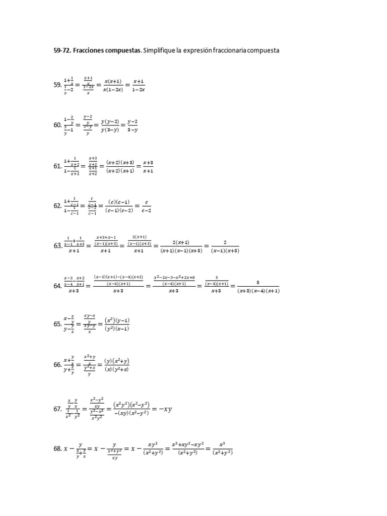 Simplificación de Fracciones Compuestas | PDF
