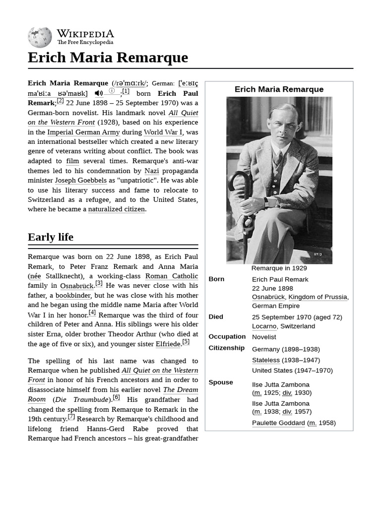 Erich Maria Remarque | PDF