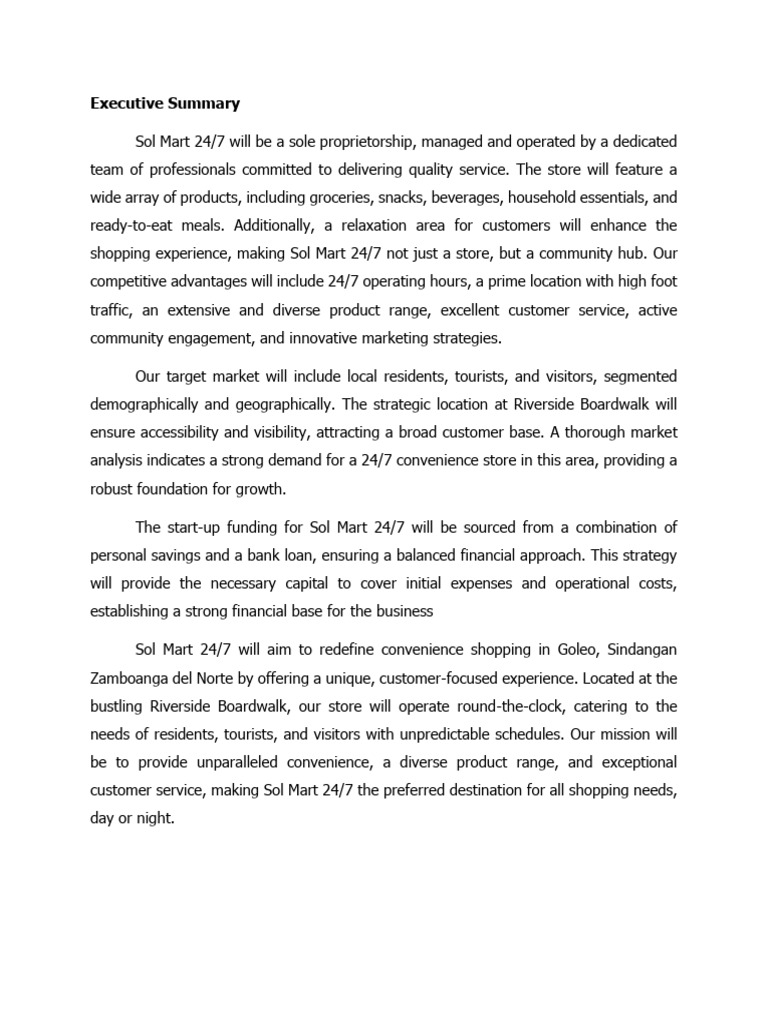 Business Plan Executive Summary | PDF