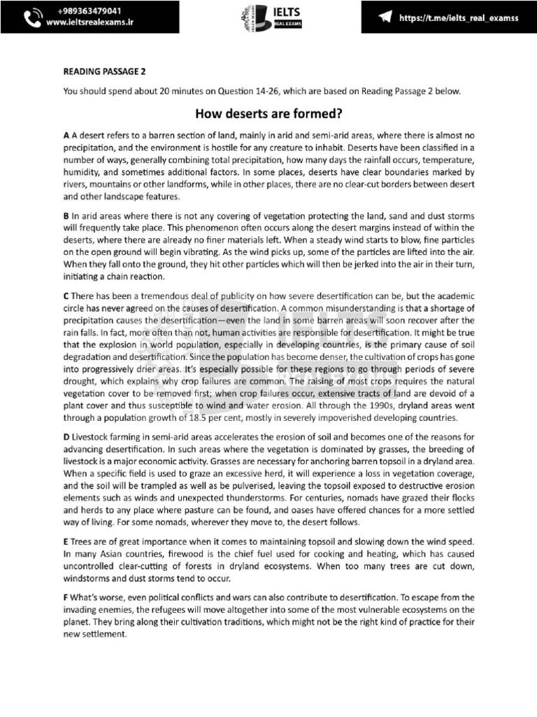 PASSAGE 2 How Deserts Are Formed | PDF
