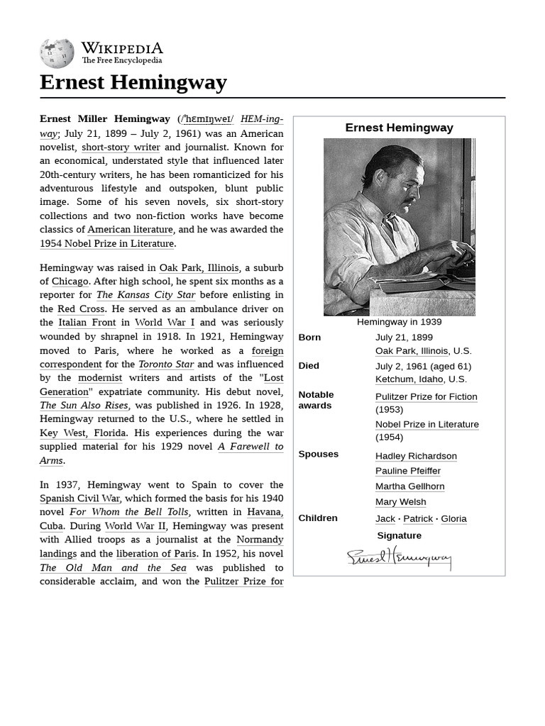 Ernest_Hemingway | PDF | Ernest Hemingway