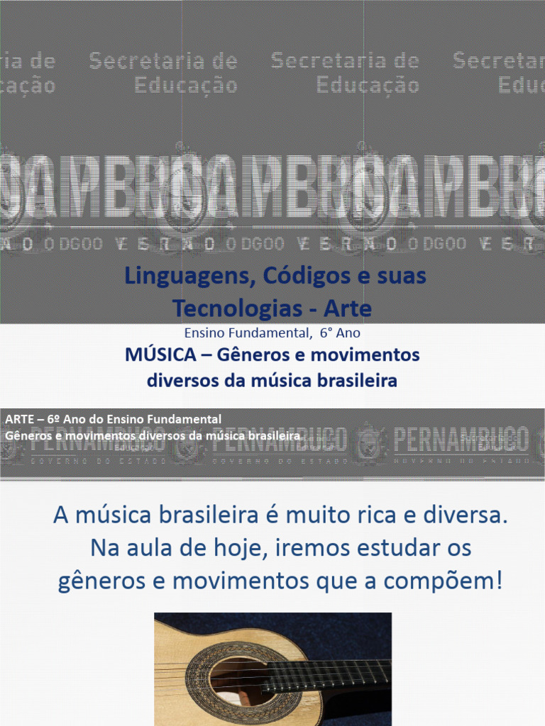 MÚSICA - Gêneros e Movimentos Diversos Da Música Brasileira | PDF