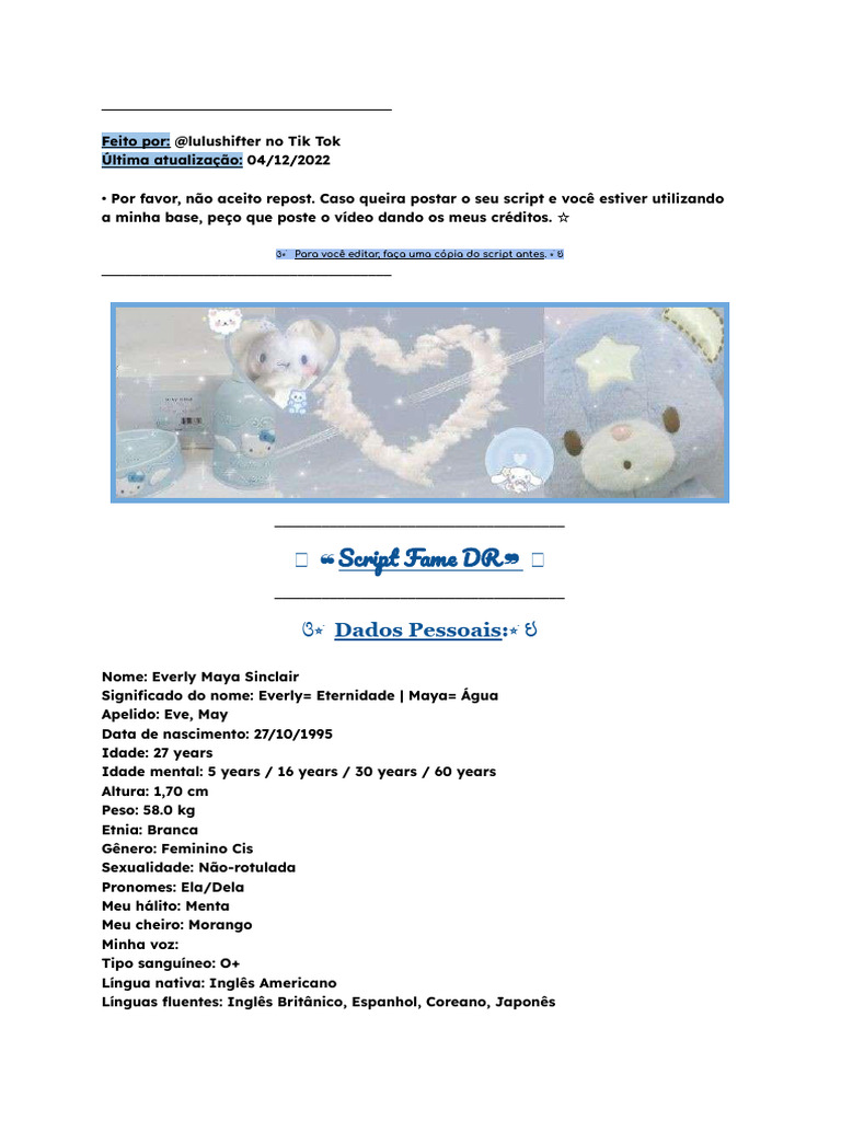Script Fame DR de Everly Maya Sinclair | PDF