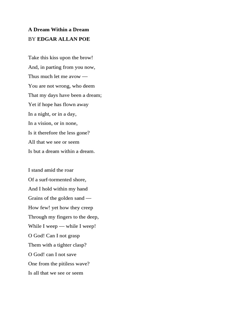 A Dream Within A Dream - Edgar Allan Poe | PDF
