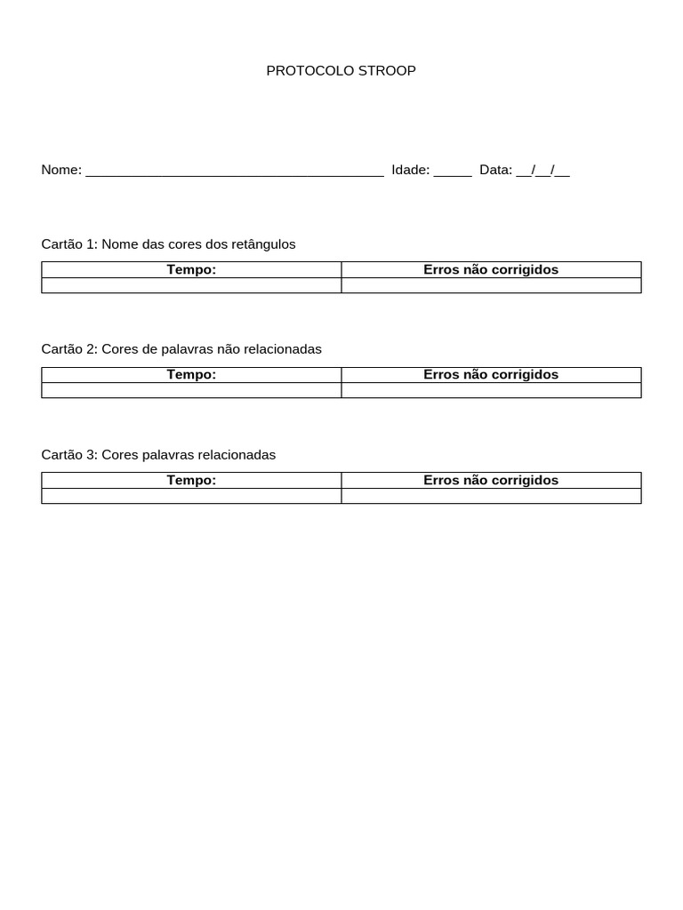 Protocolo Stroop | PDF