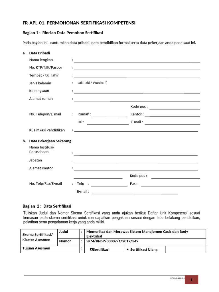 03 FR, Apl-01 Form. Permohonan - K3oto | PDF