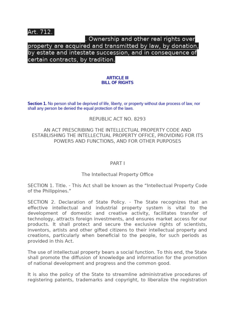 Philippine Intellectual Property Code Overview | PDF | Intellectual ...