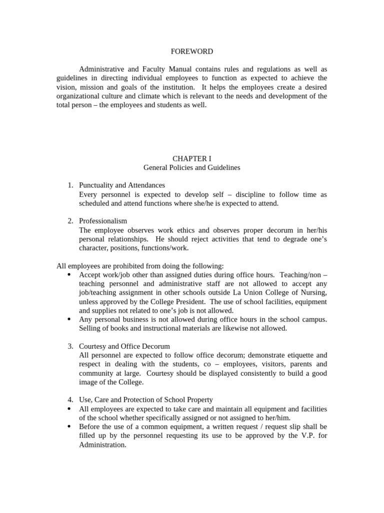 Administrative and Faculty Manual Guide | PDF | Recruitment | Employment