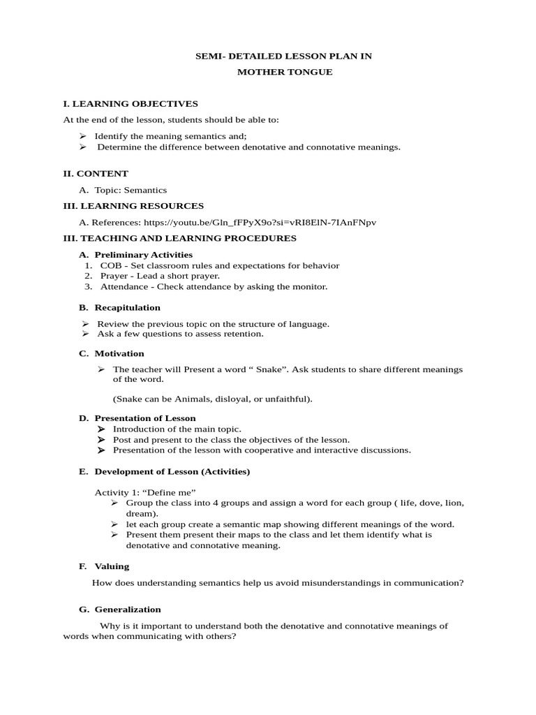 Sample Lesson Plan | PDF