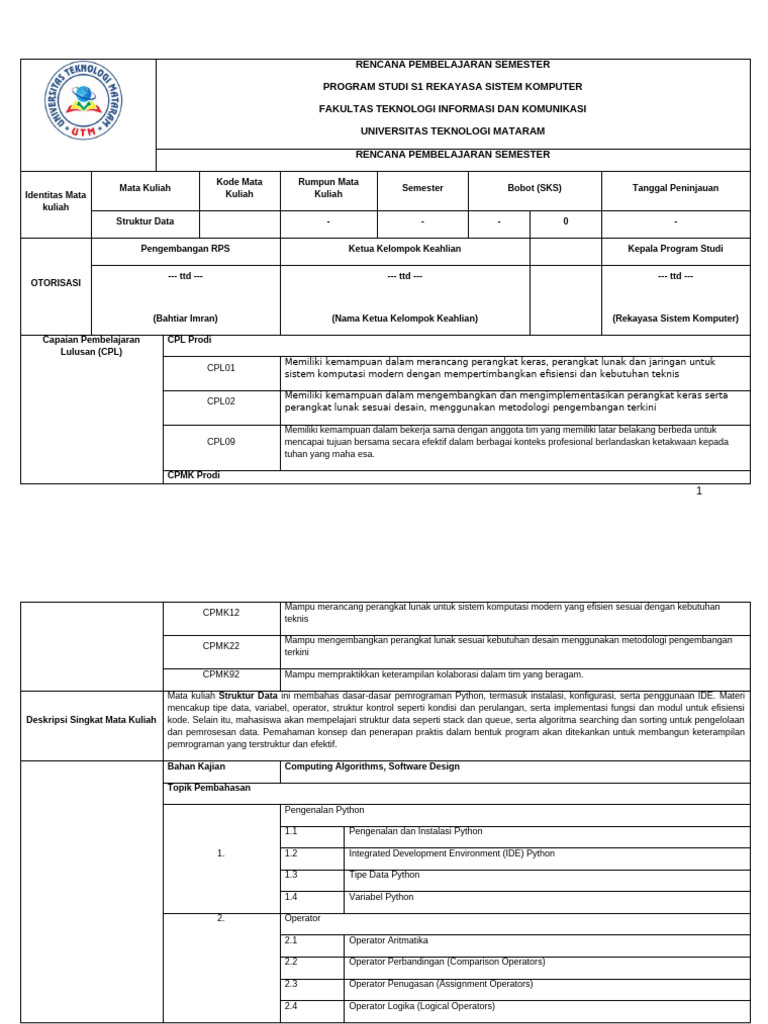 RPS OBE - Struktur Data | PDF