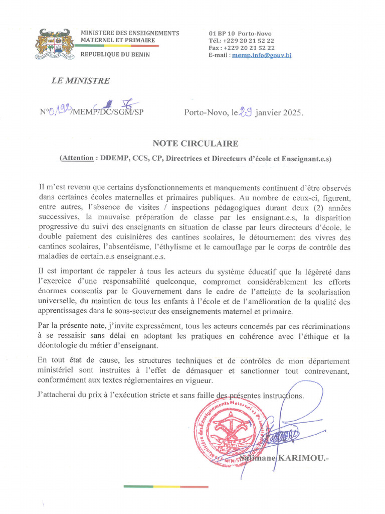 Note Circulaire Memp | PDF