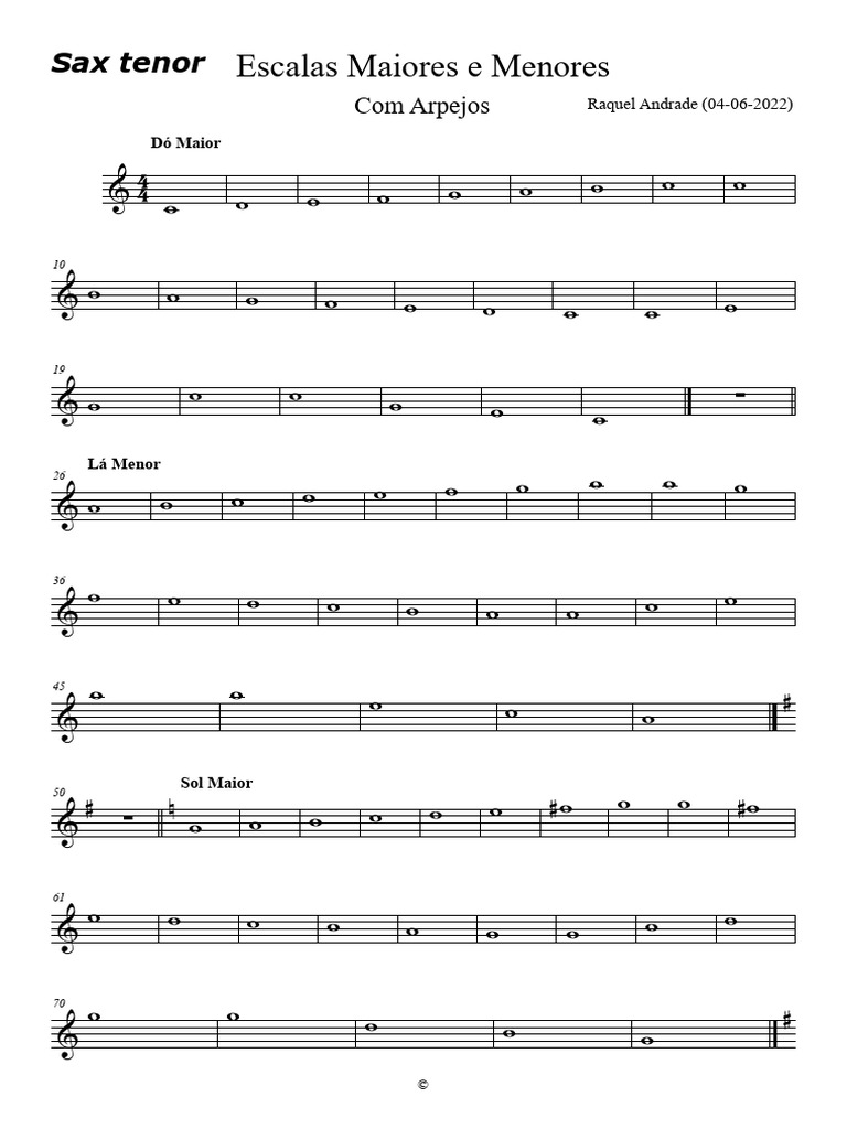 04 Escalas Maiores e Menores Com Arpejos - Sax Tenor PDF | PDF