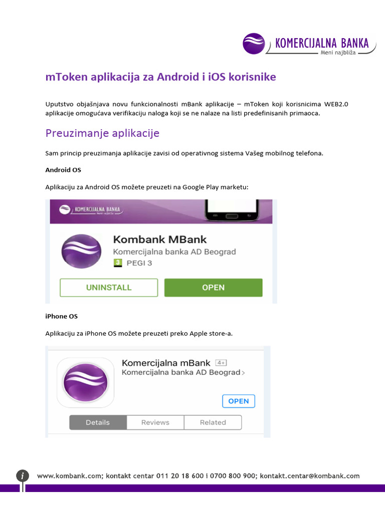 Mbank Mtoken Uputstvo | PDF