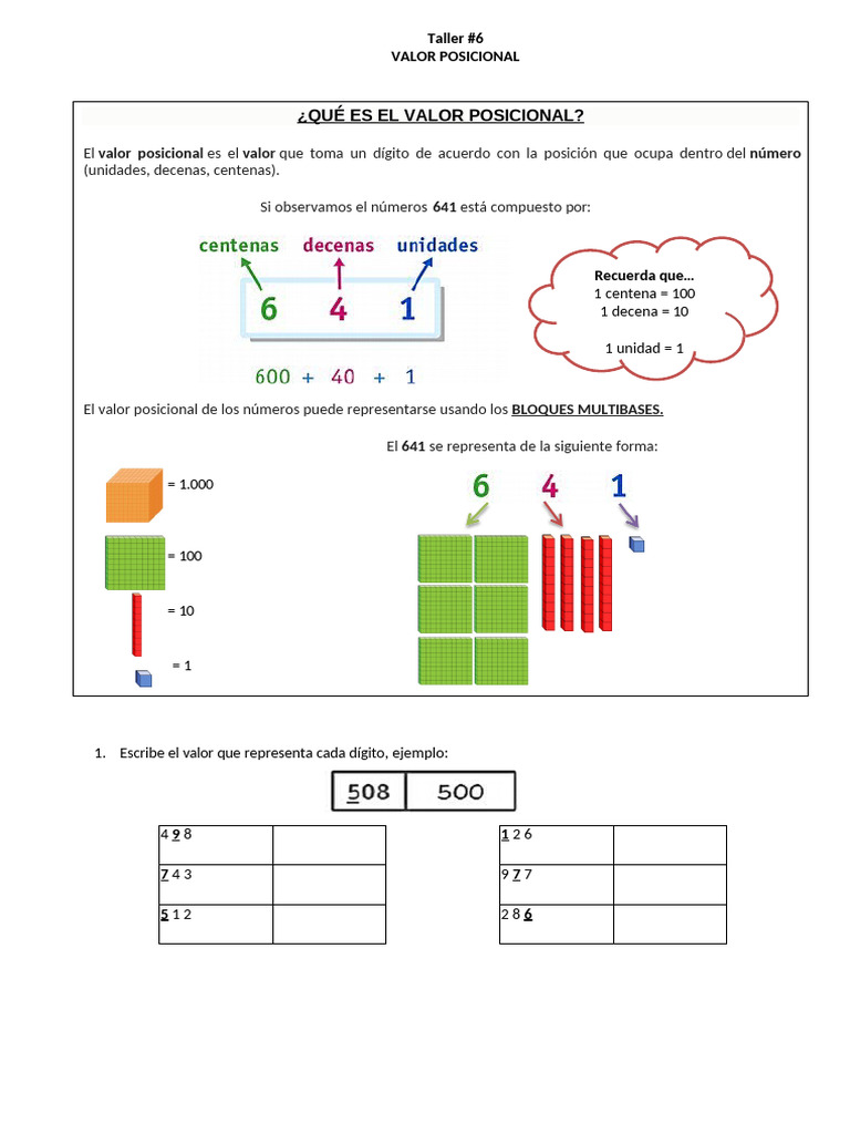Comprendiendo el Valor Posicional | PDF