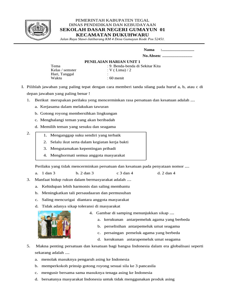 SOAL PH KELAS 5 TEMA 9 UNIT 1 | PDF