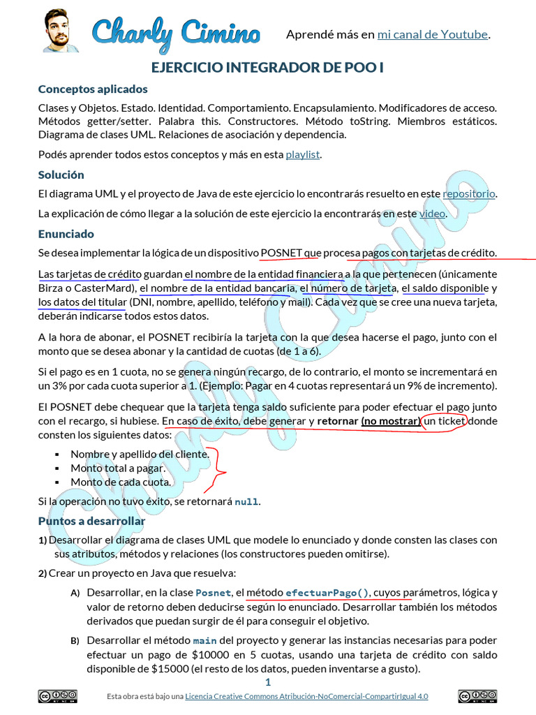 Ejercicio Integrador de POO I - Charly Cimino | PDF | Lenguaje de ...