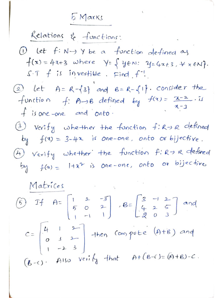 Maths Imp Questions MVR | PDF