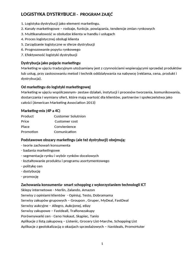 LOGISTYKA-DYSTRYBUCJI-1 | PDF