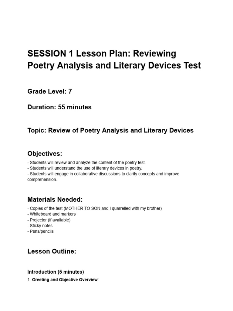 JANUARY 8-10 13-15 Lesson Plan | PDF | Poetry | Lesson Plan