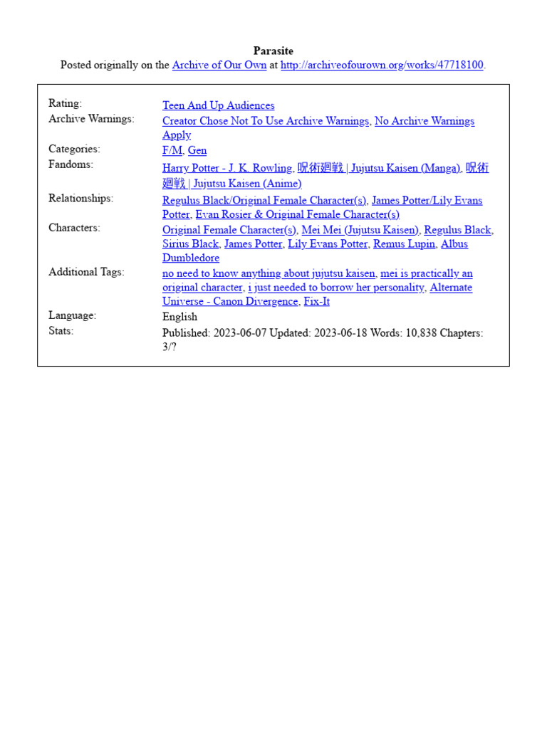 Parasite | PDF | Harry Potter