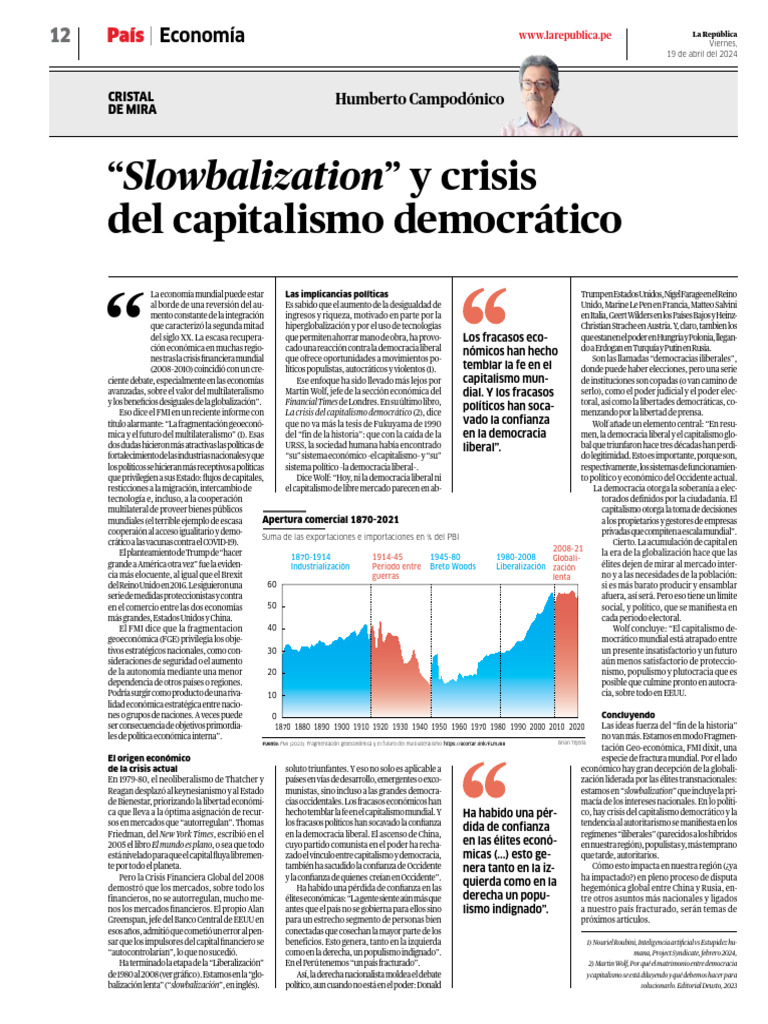 2014 Abril 12 Slowbalization y Crisis Del Capitalismo Democrático | PDF ...