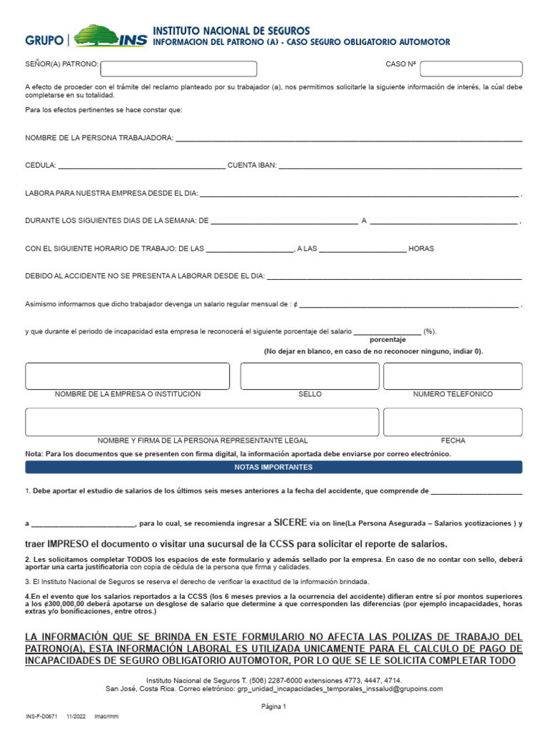 Información del Patrono para Seguro Automotor | PDF | Salario