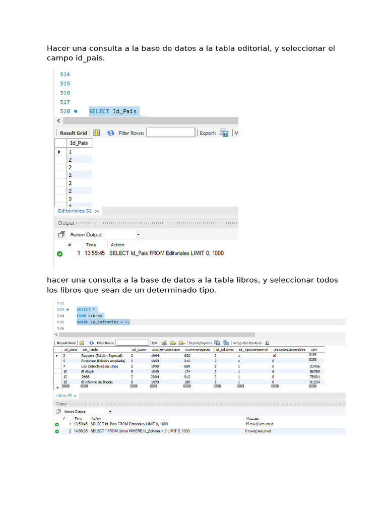 Consultas y Modificaciones en BD | PDF