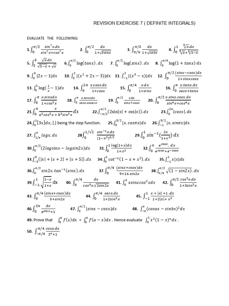 Rev. Ex. 7 Definite Integral | PDF