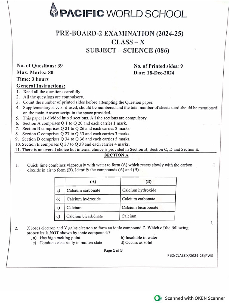 Preboard 2 Science | PDF