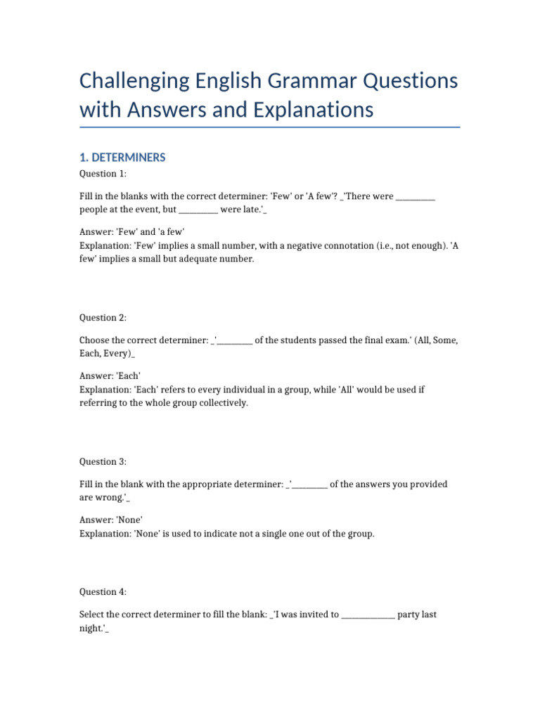 English Grammar Challenges Explained | PDF | Grammatical Number | Plural