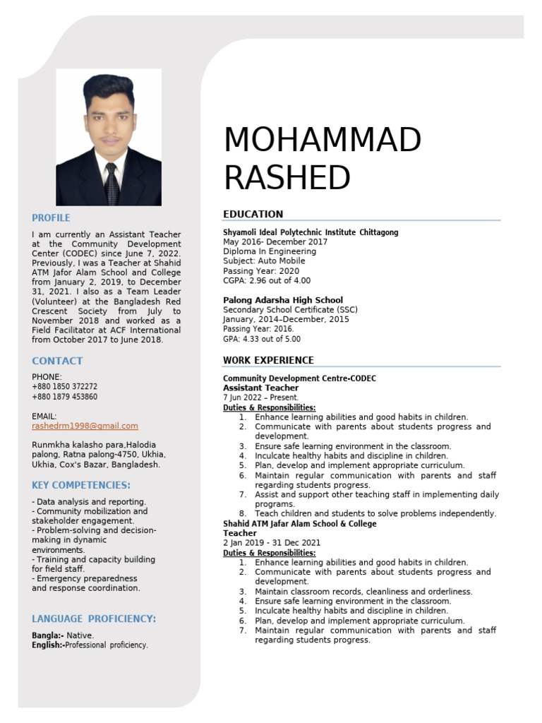 Mohammad_RASHED | PDF | Teachers | International Organization For Migration